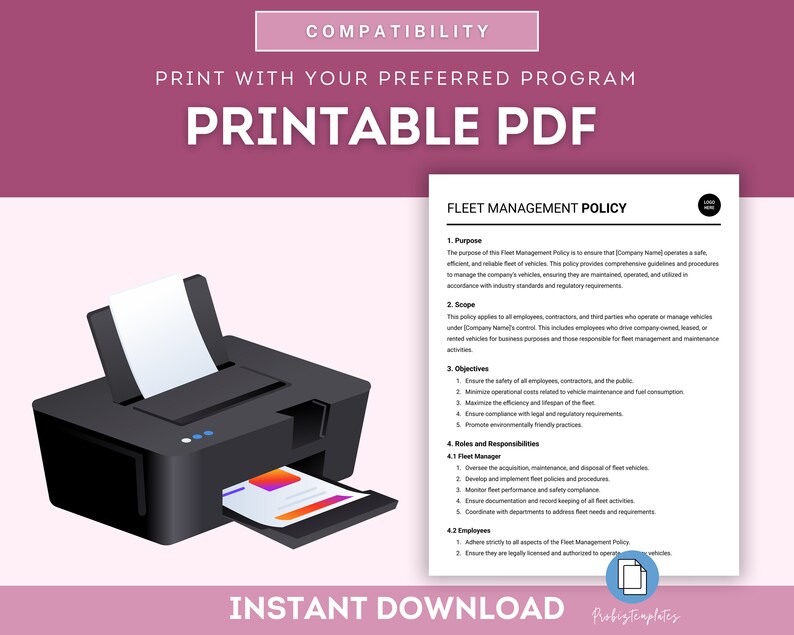 Fleet Management Policy Template, Vehicle Fleet Policy, Company Fleet ...