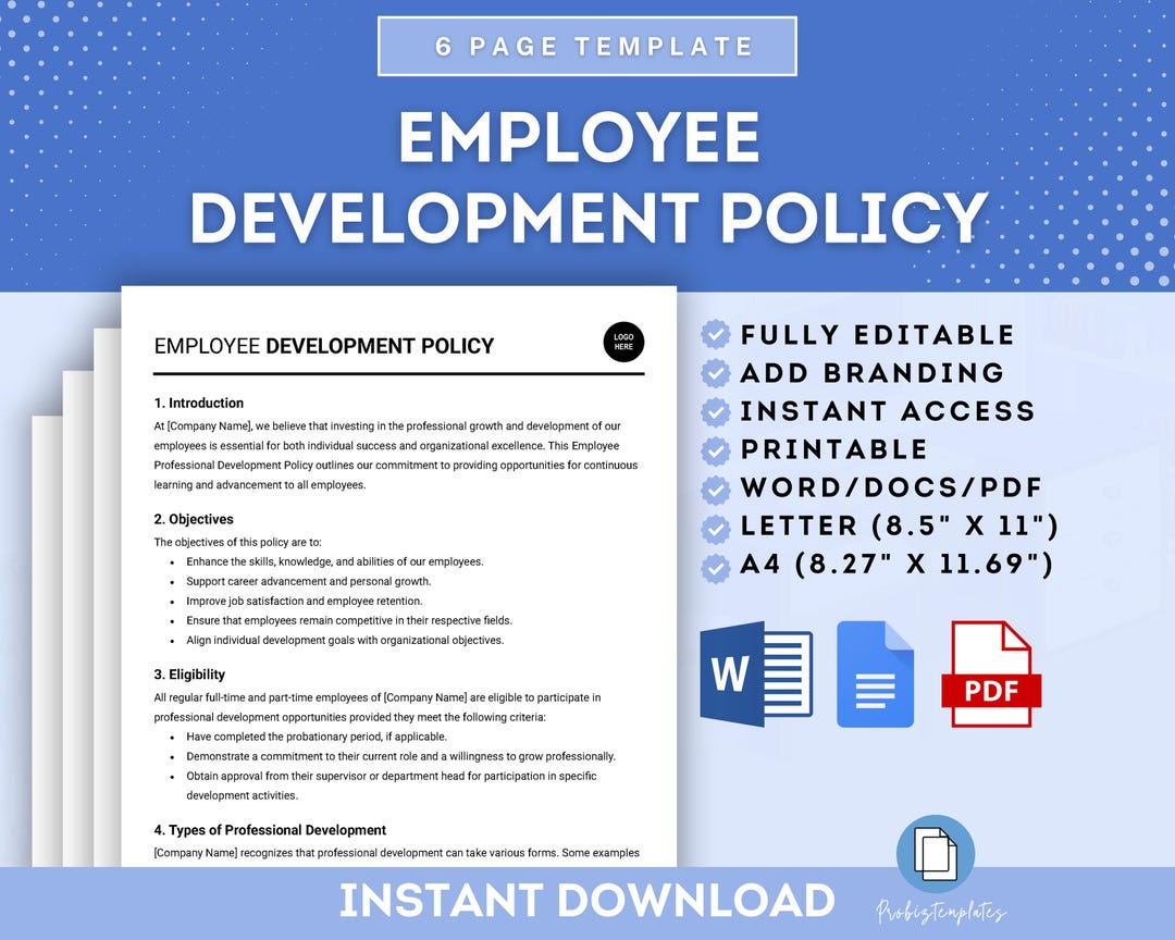 Employee Professional Development Policy Template, Employee Career ...
