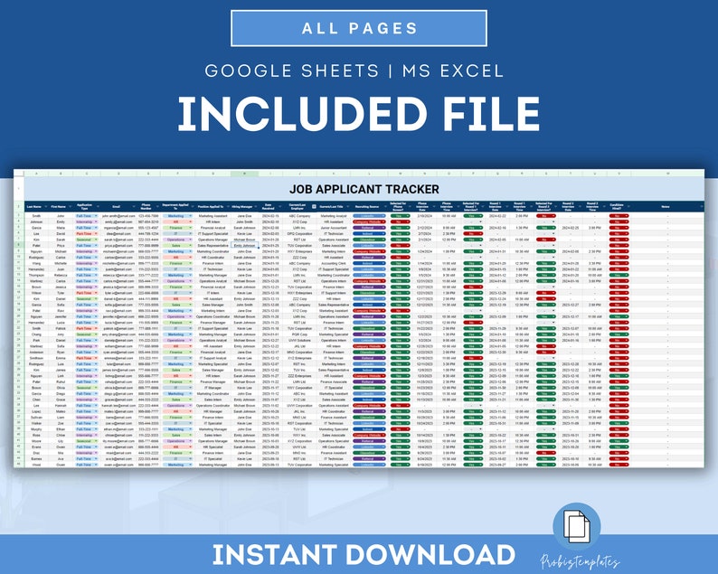 Job Applicant Tracker, Applicant Tracking Tool, Recruitment Applicant ...