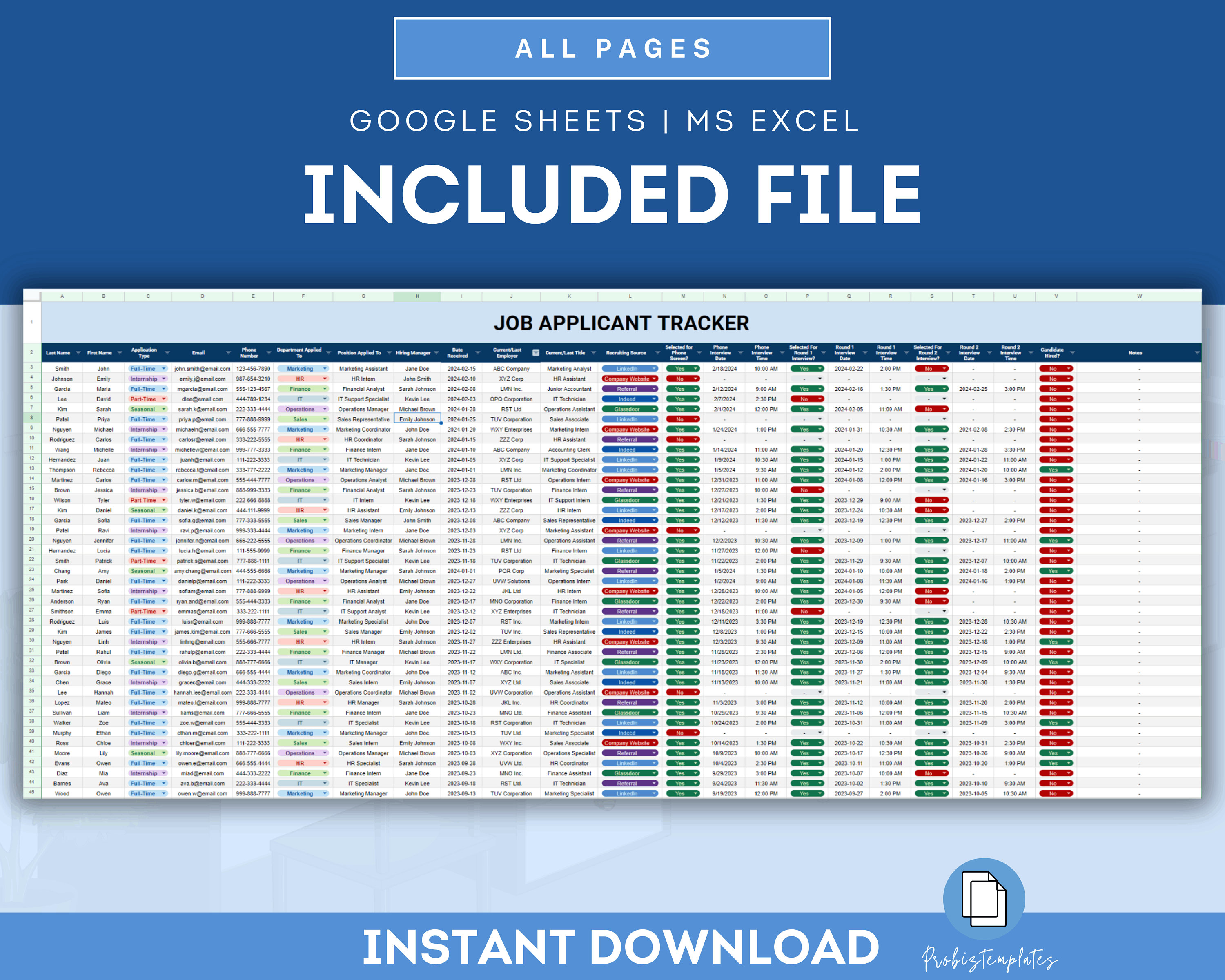 Job Applicant Tracker, Applicant Tracking Tool, Recruitment Applicant ...