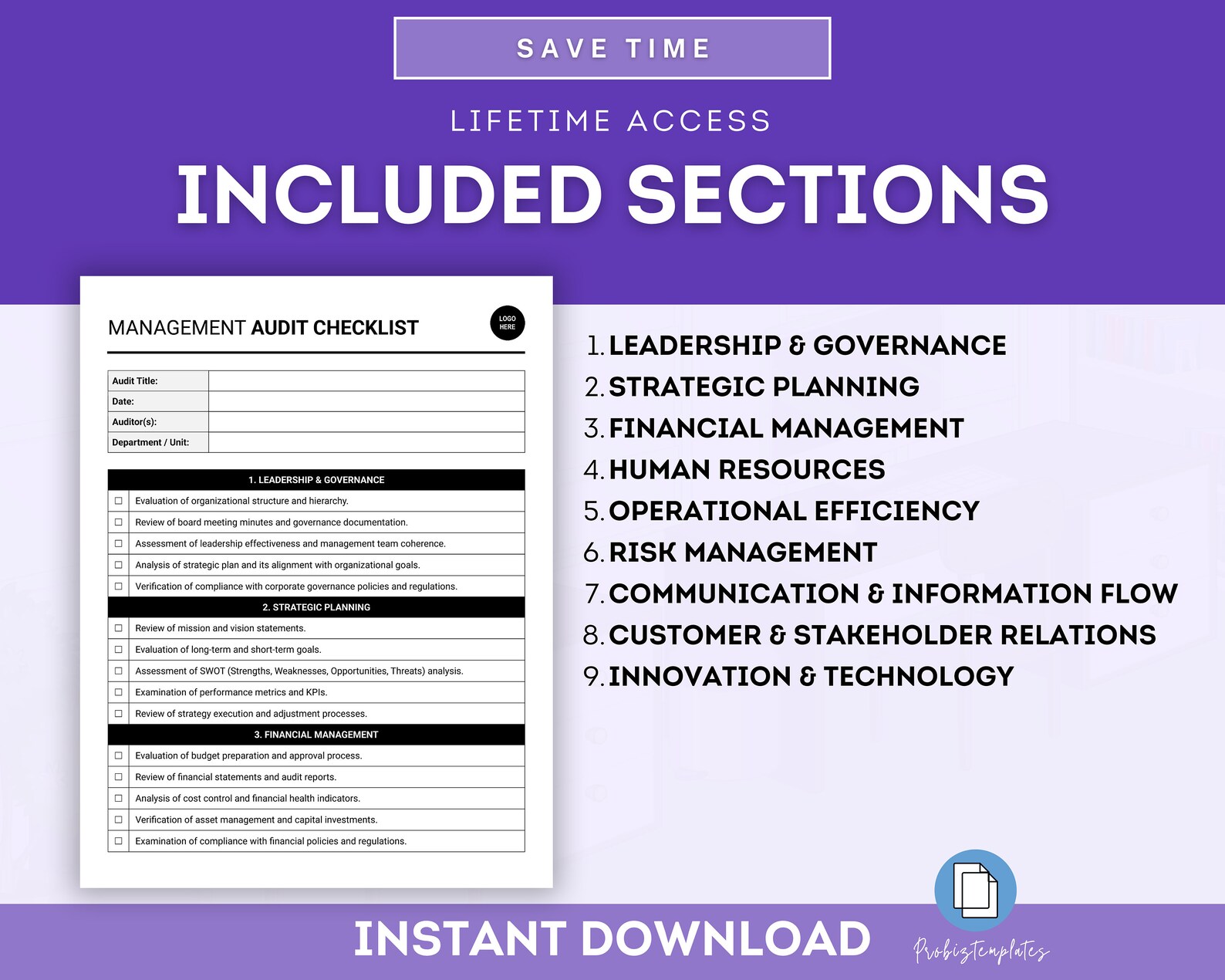 Management Audit Checklist, Management Review Checklist, Audit ...