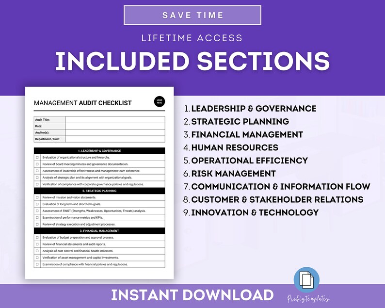 Management Audit Checklist, Management Review Checklist, Audit ...