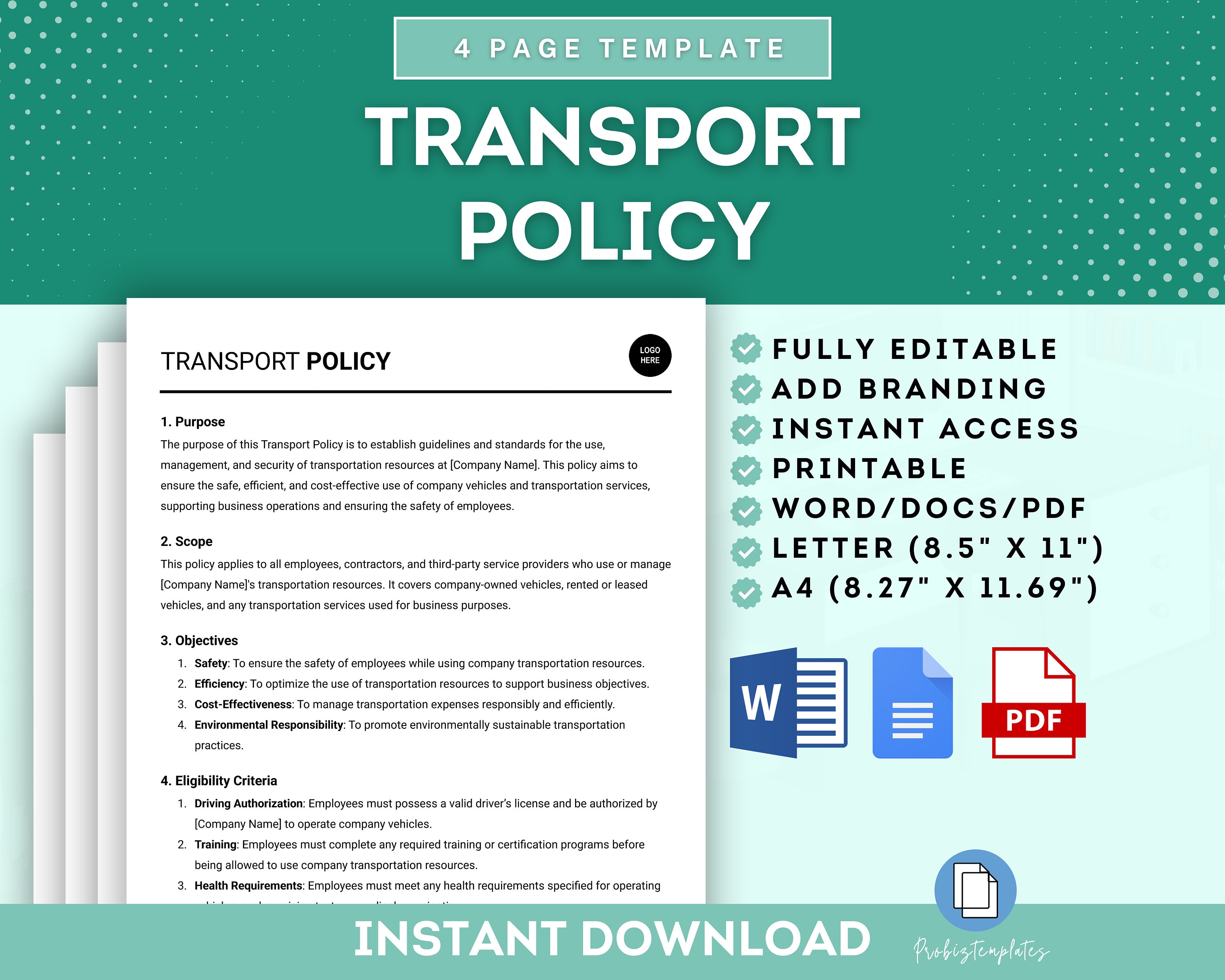 Transport Policy, Transportation Management Policy, Company Transport ...