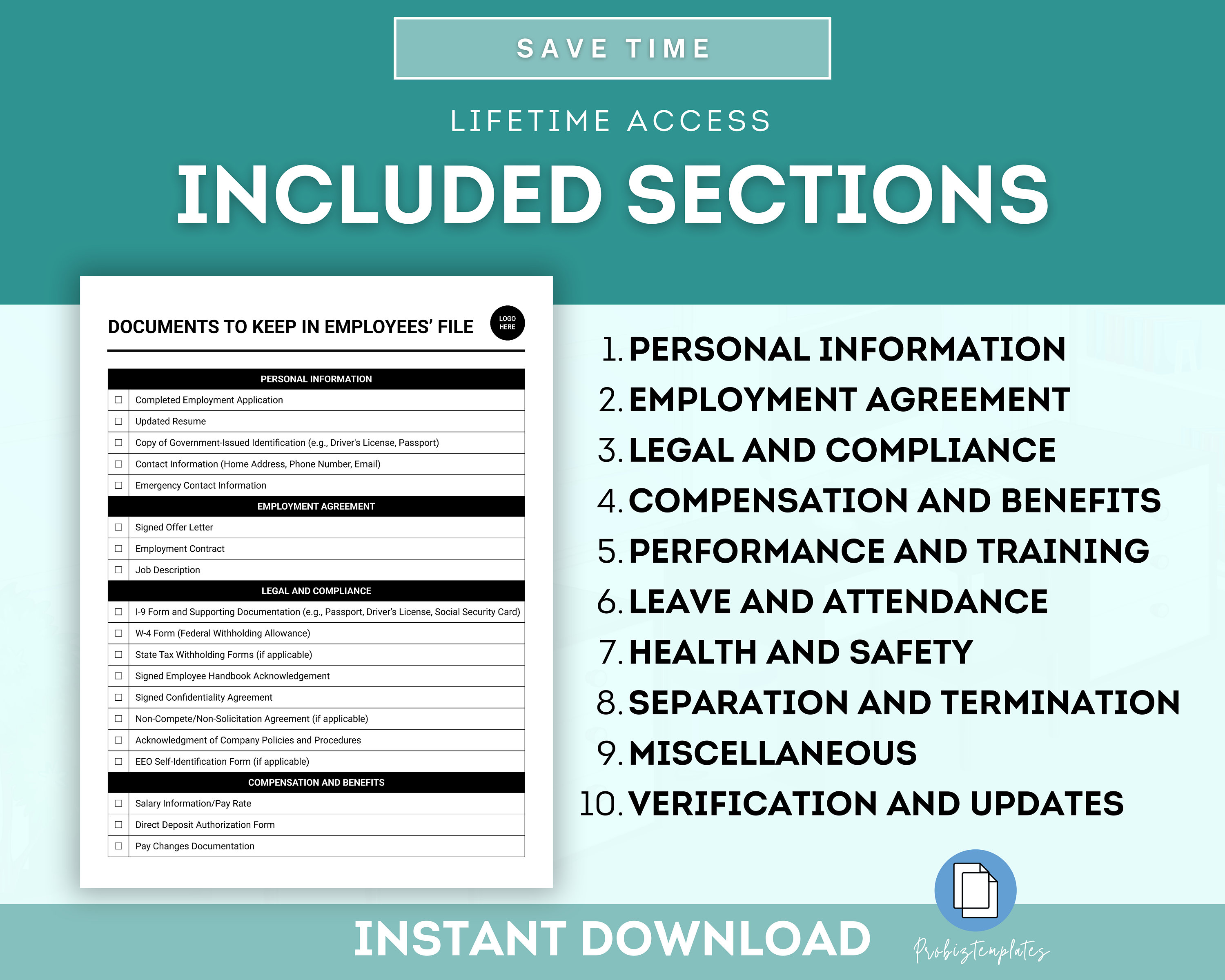 Documents to Keep in Employees' Personnel File Checklist Template ...