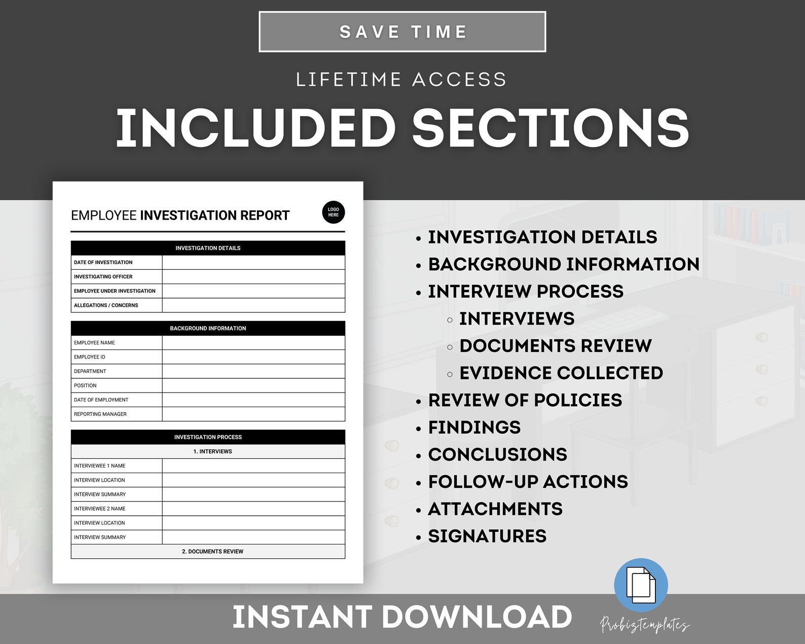 Employee Investigation Report Template, Incident Report Form, HR Policy ...
