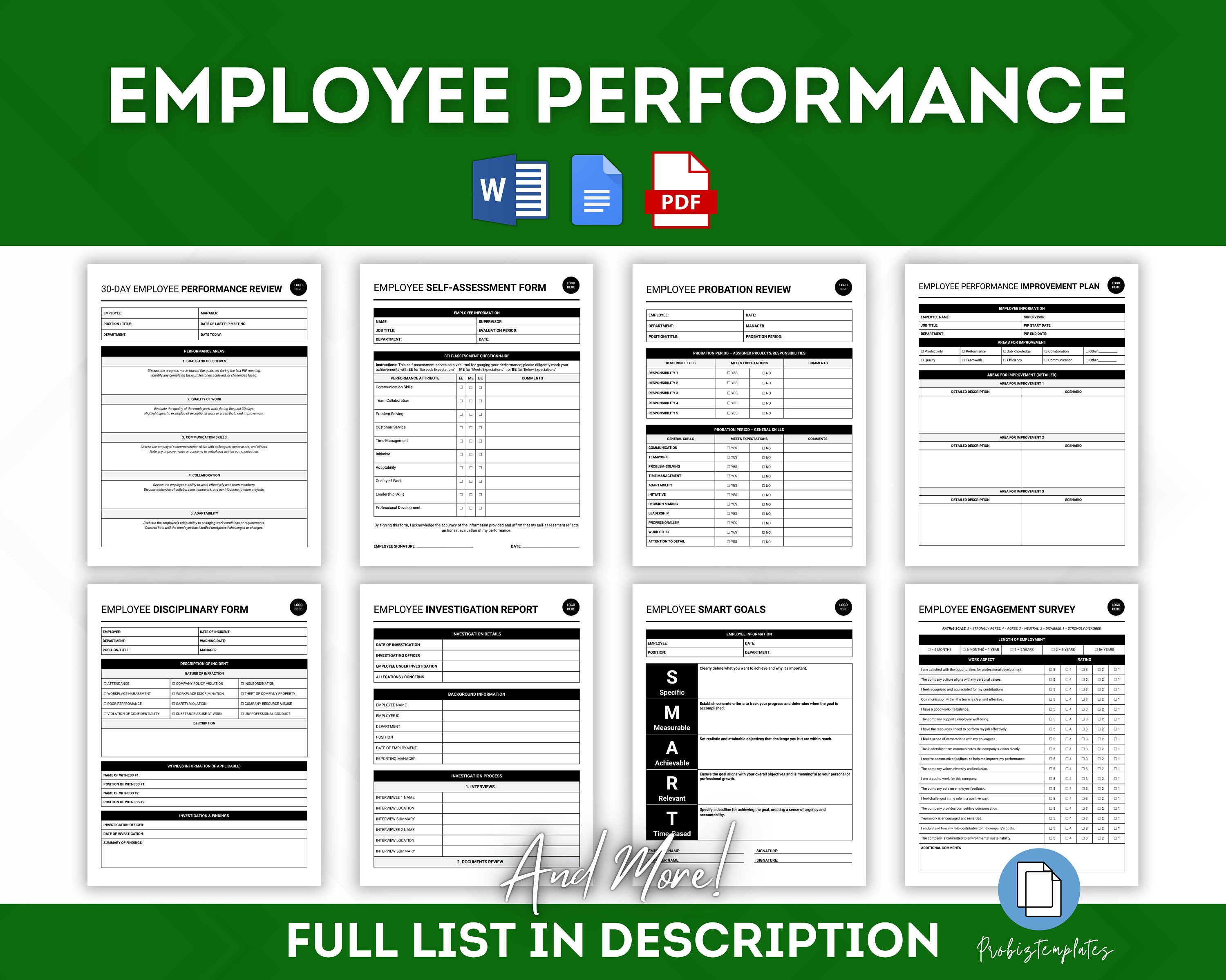 Employee Performance Bundle, Performance Review, Improvement Plan, PIP ...
