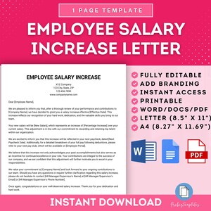 Salary Increase Letter Template, Pay Raise Announcement Letter, Salary ...