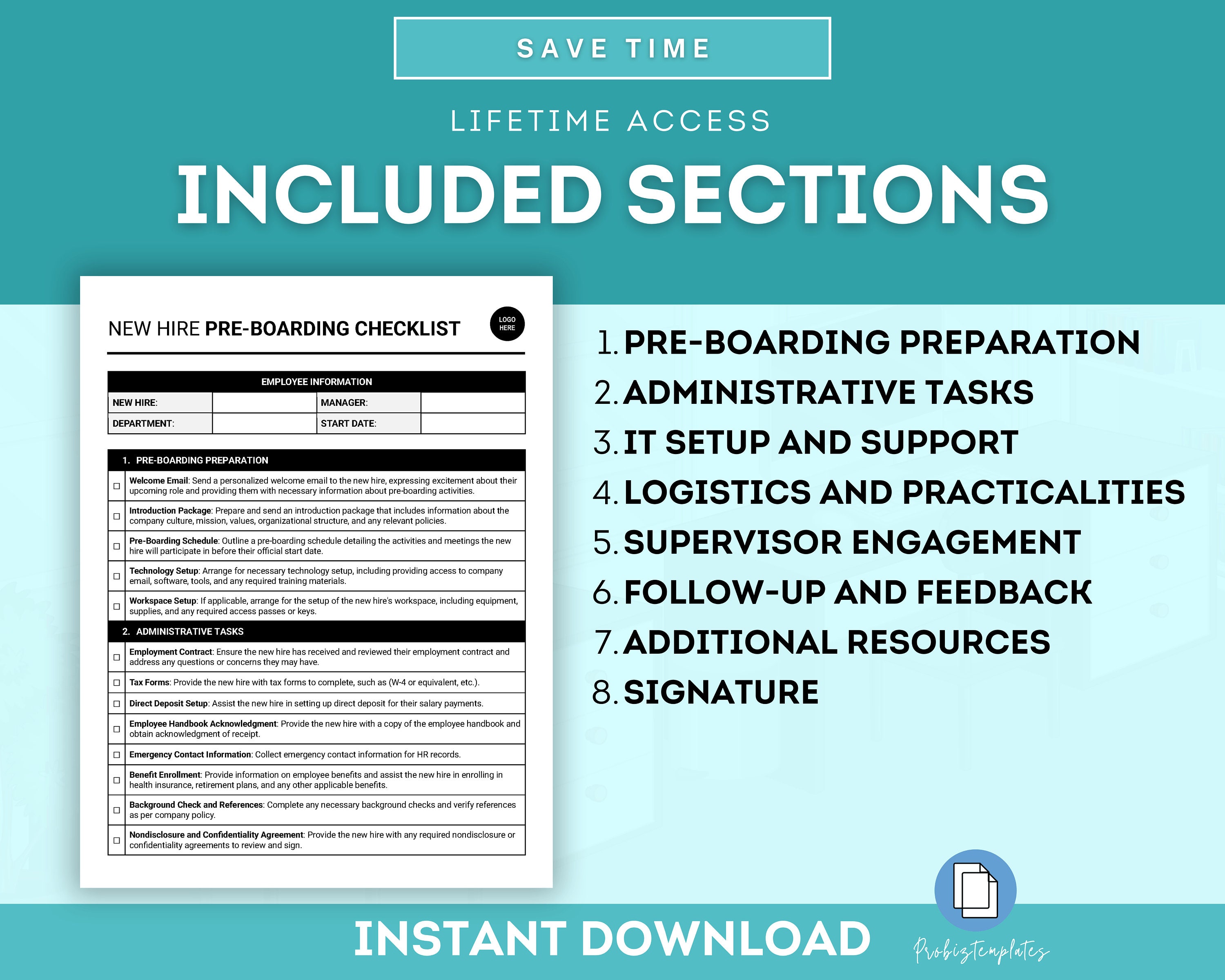 New Hire Pre-boarding Checklist, New Staff Pre-boarding Checklist ...