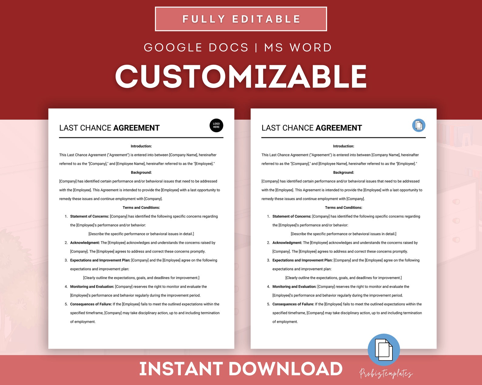 Employee Last Chance Agreement, Employee Disciplinary Action Form ...