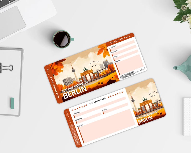 Printable Berlin Surprise Gift Ticket, Editable Germany Boarding Pass ...
