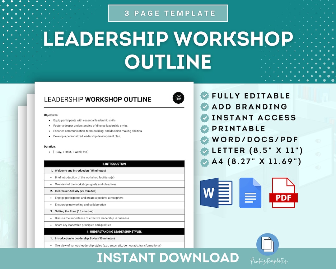 Leadership Training Workshop Outline, Employee Professional Development ...