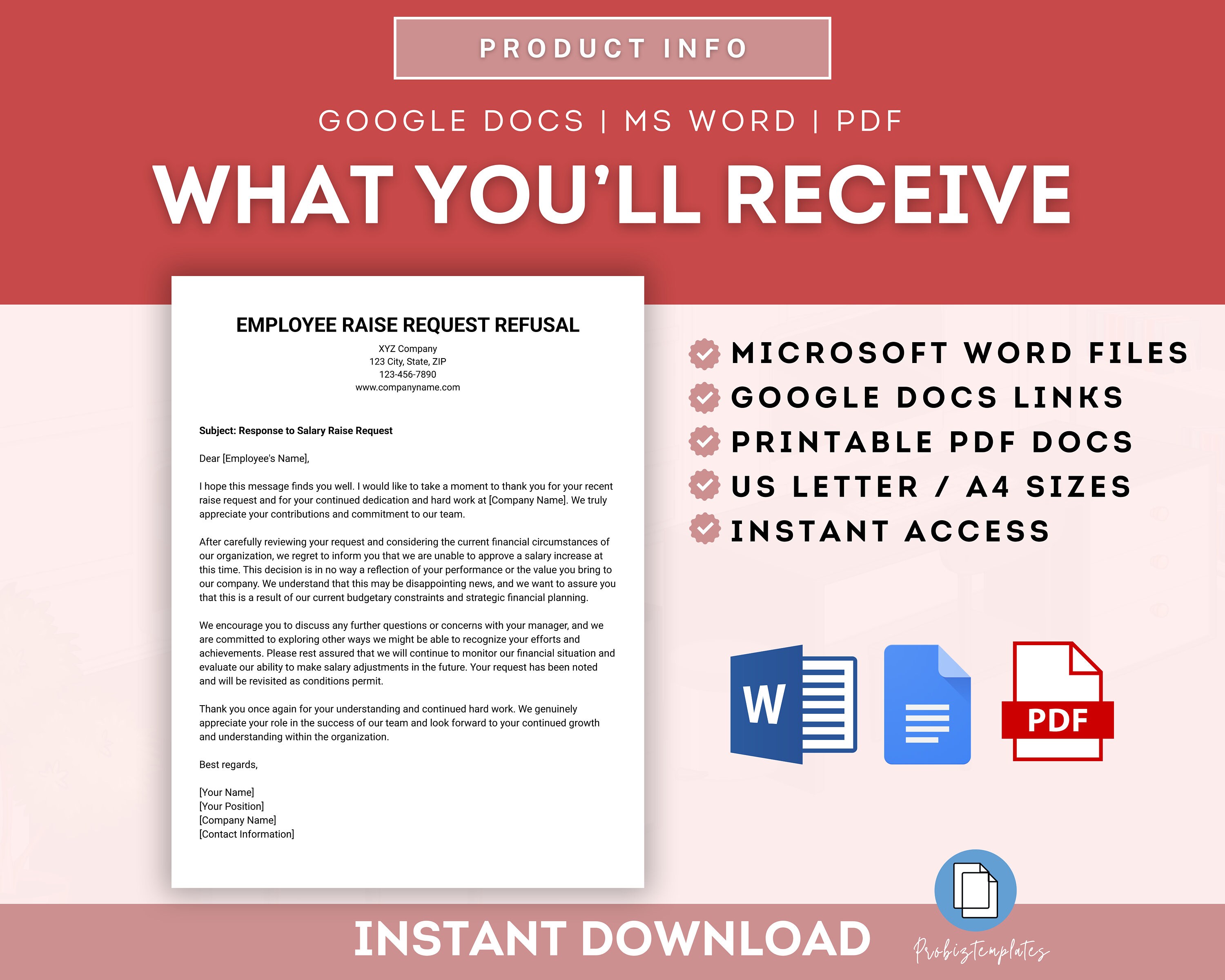 Employee Raise Request Refusal Letter Template, Salary Increase Denial ...