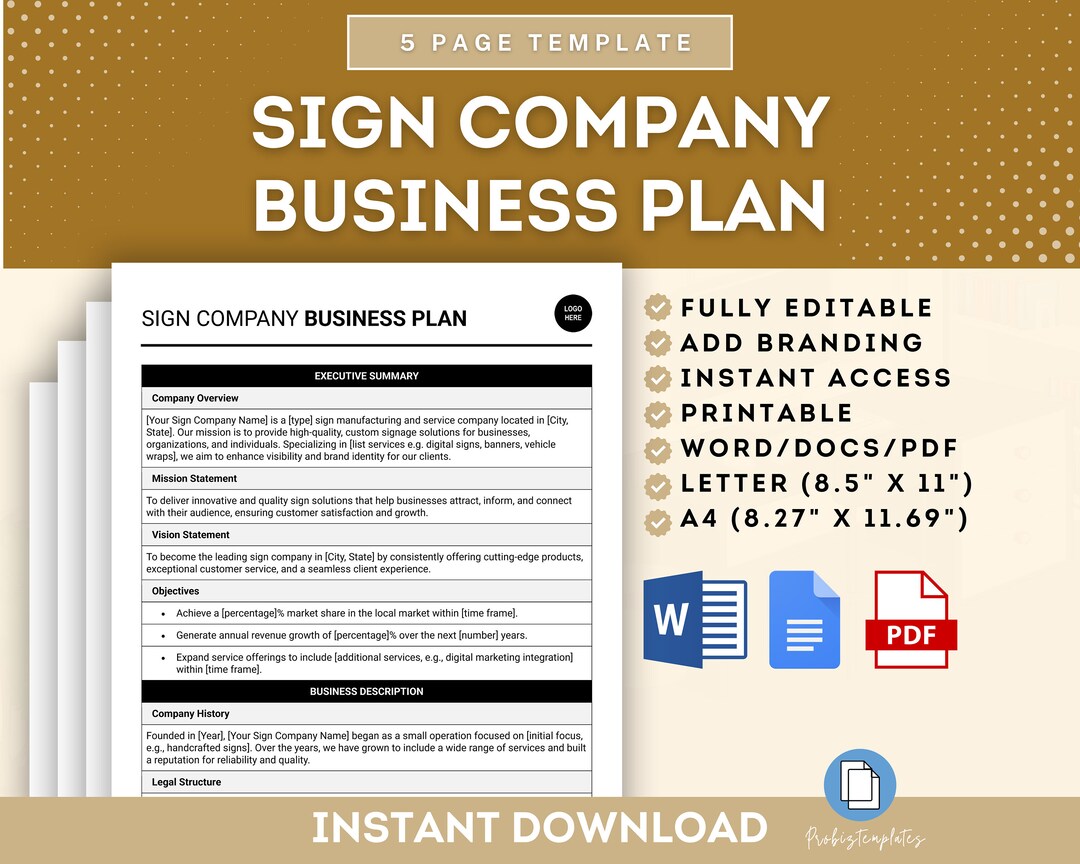 Sign Company Business Plan, Signage Business Strategy, Sign Company ...