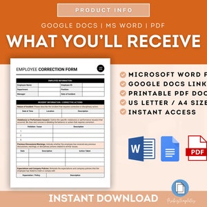 Employee Correction Form Template, Employee Performance Improvement ...