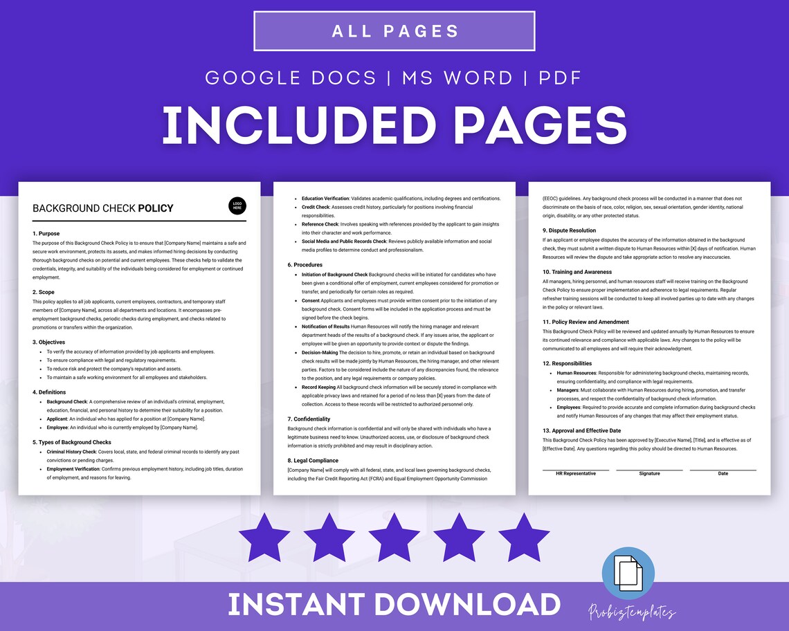 Background Check Policy Template, Company Background Check Policy ...