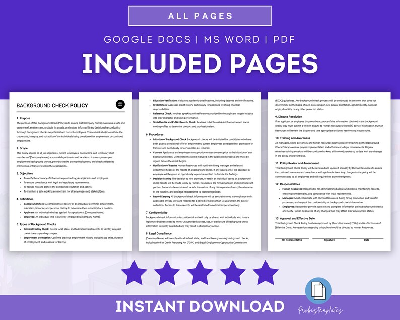 Background Check Policy Template, Company Background Check Policy ...