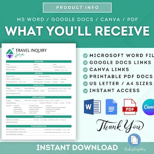Travel Agency Forms Bundle, Travel Agency Contract, Travel Inquiry Form ...