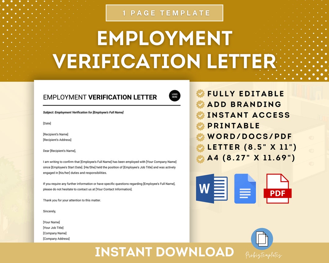 Employment Verification Letter, Employment Verification Request, Job ...