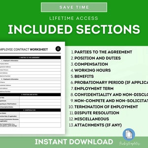 Employment Contract Worksheet Template, Job Contract Worksheet ...