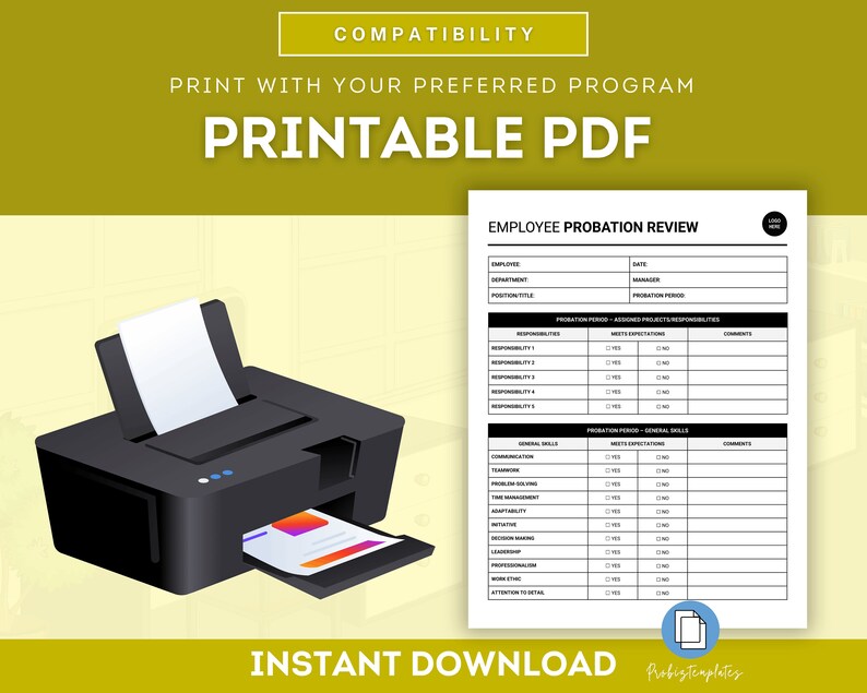 Employee Probation Review Template, Employee Performance Review ...