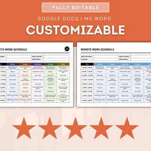 Remote Work Schedule Template, Virtual Work Timetable, Telecommuting ...