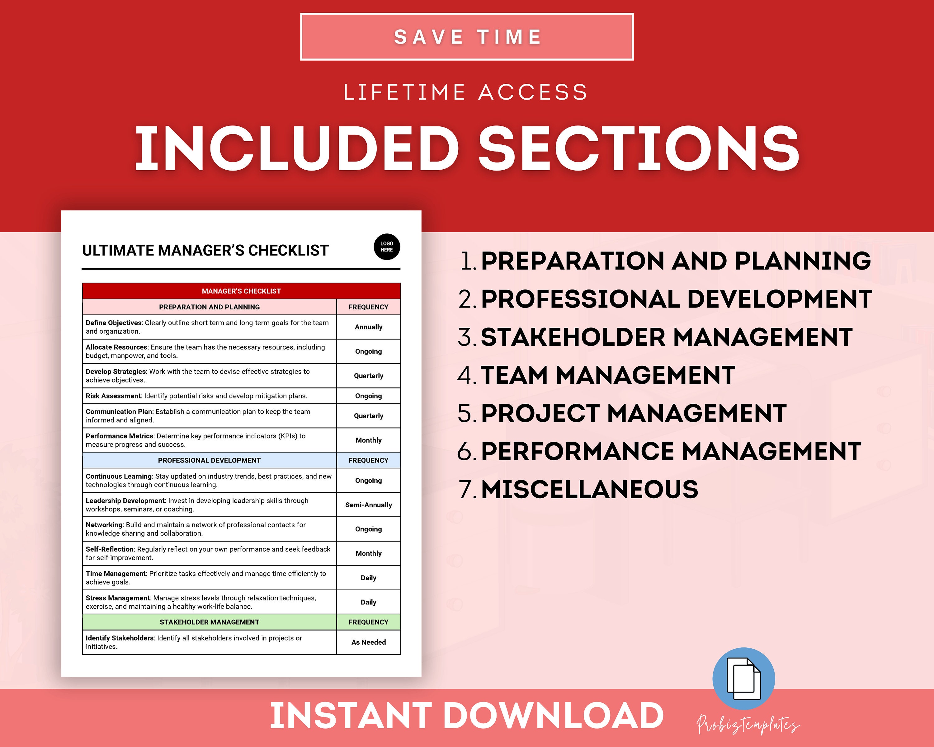 Ultimate Manager's Checklist Template, Manager Comprehensive Task List ...