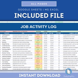 Job Activity Log Template, Work Task Tracker, Daily Work Journal ...