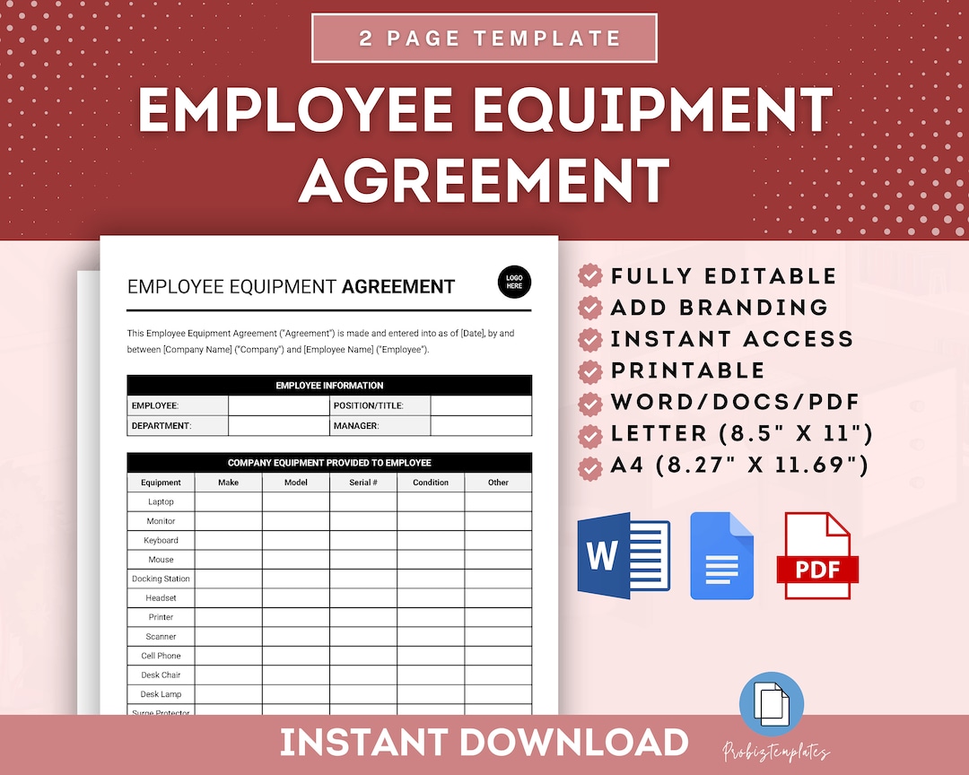 Employee Equipment Agreement Template, Remote Employee Equipment ...
