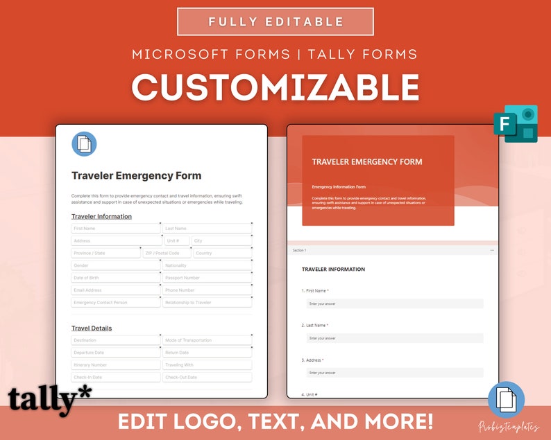 Traveler Emergency Online Form, Trip Emergency Information Sheet ...