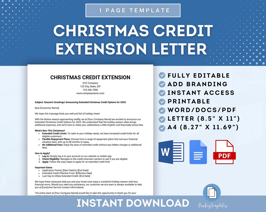 Christmas Credit Extension Announcement Letter Template, Holiday Credit ...