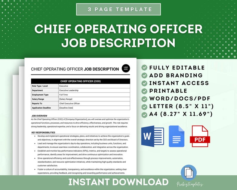 Chief Operating Officer (COO) Job Description Template, COO ...