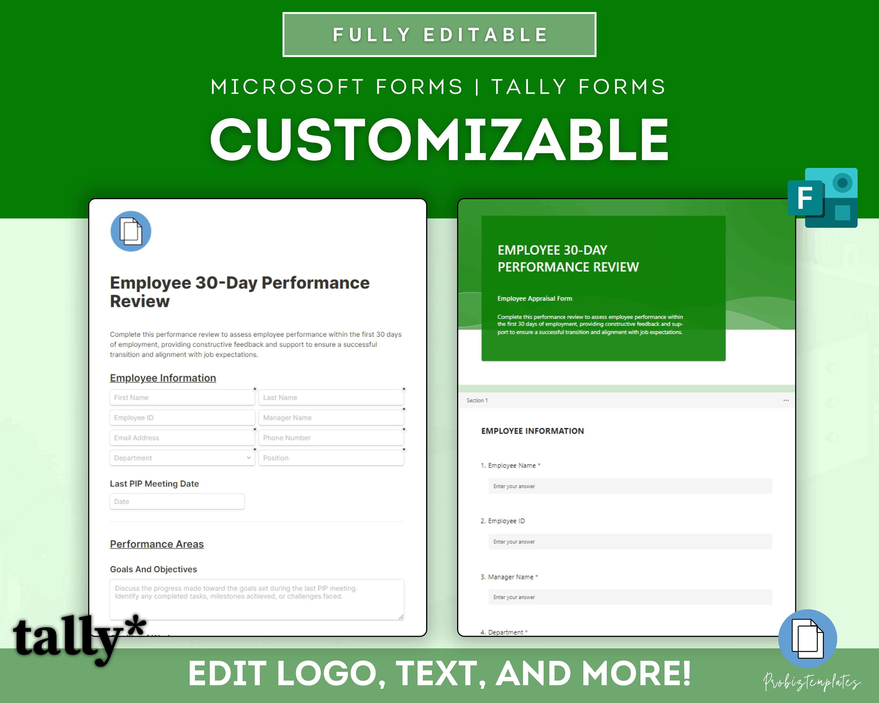 Employee 30-day Performance Review Online Form, Employee Evaluation ...