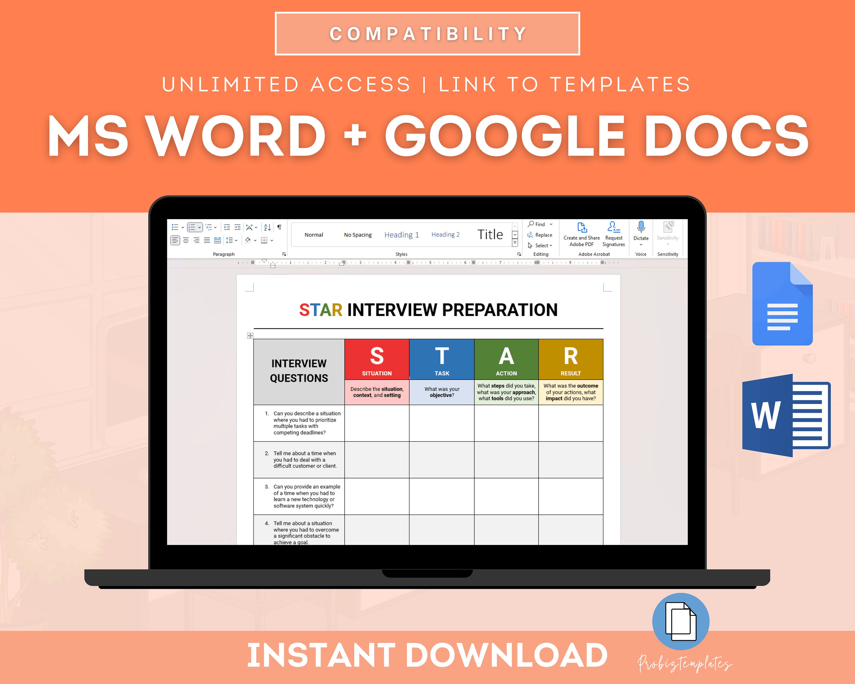 Interview Preparation STAR Format Worksheet Template, STAR Method Job ...