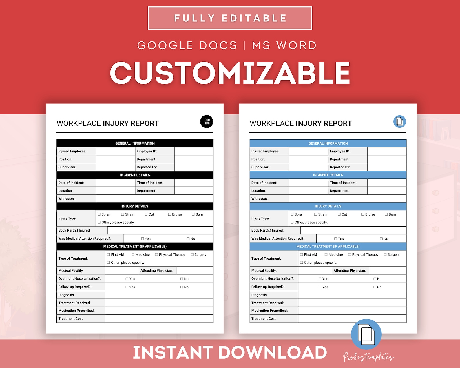 Workplace Injury Report Form Template, Work-related Injury Report ...