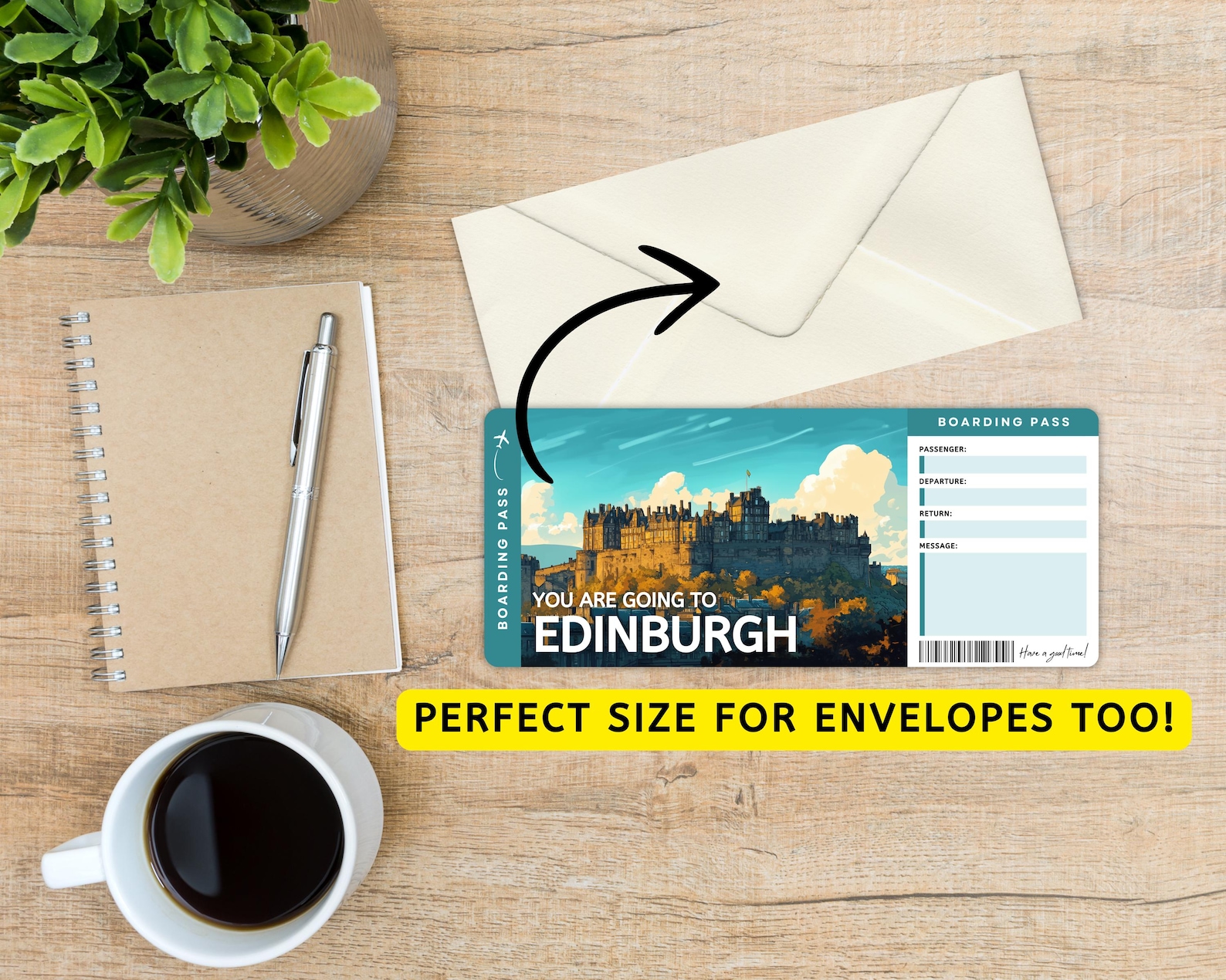 Printable Edinburgh Surprise Gift Ticket, Editable Scotland Vacation ...