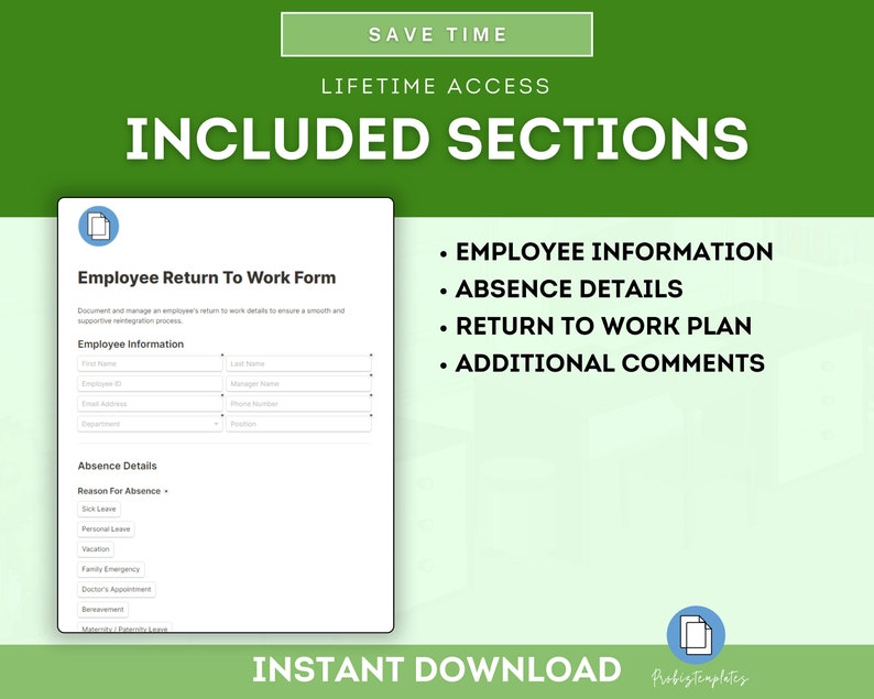 Employee Return to Work Form Online Form, Back-to-work Form, Return-to ...