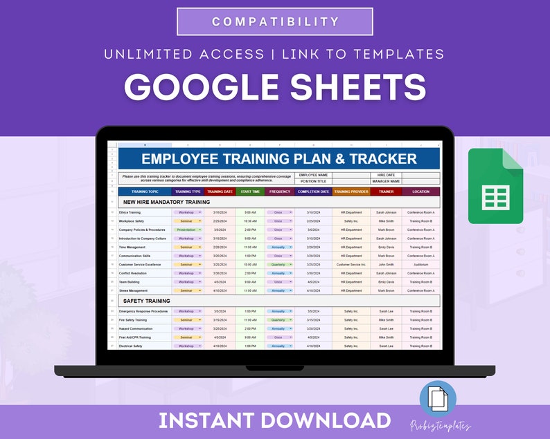 Employee Training Plan and Tracker Template for Microsoft Excel and ...