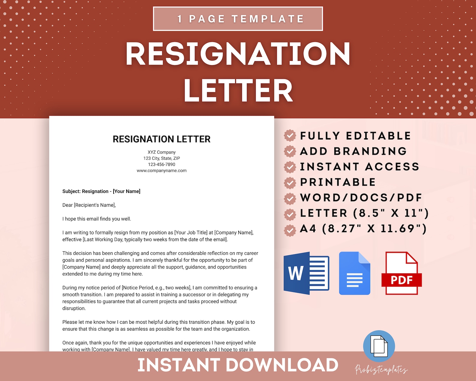 Resignation Letter, Formal Resignation Letter, Employee Resignation ...