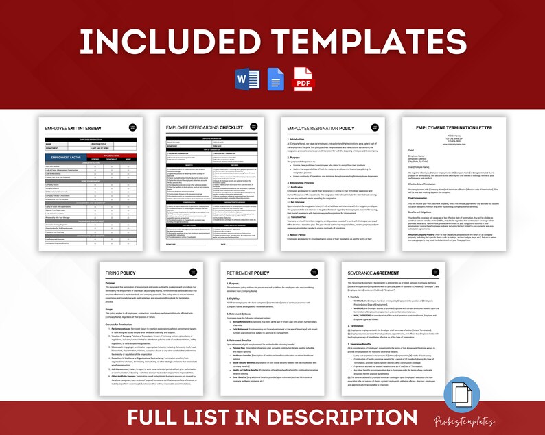 Employee Offboarding Bundle, Employee Termination Bundle, Employee ...