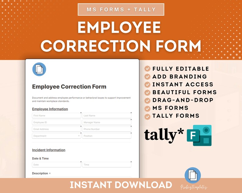 Employee Correction Online Form, Employee Performance Improvement Form ...