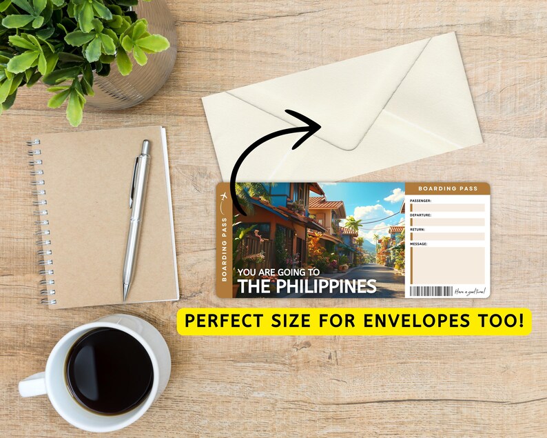 Printable Philippines Surprise Gift Ticket, Editable Manila Boarding ...