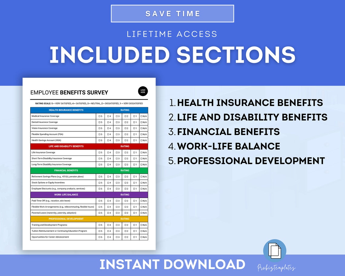 Employee Benefits Survey Template, Workplace Benefits Satisfaction ...