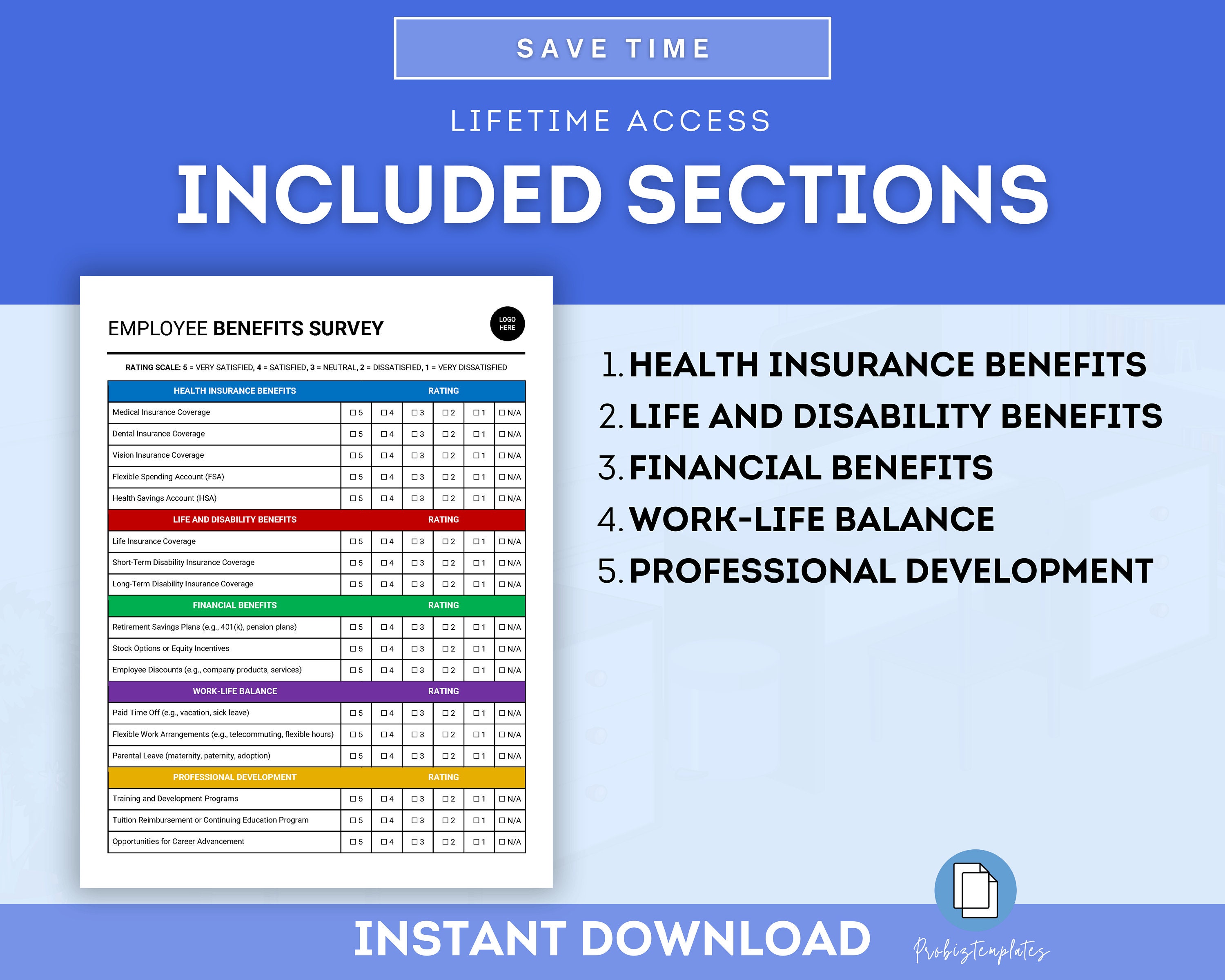 Employee Benefits Survey Template, Workplace Benefits Satisfaction Survey, Company Benefits ...