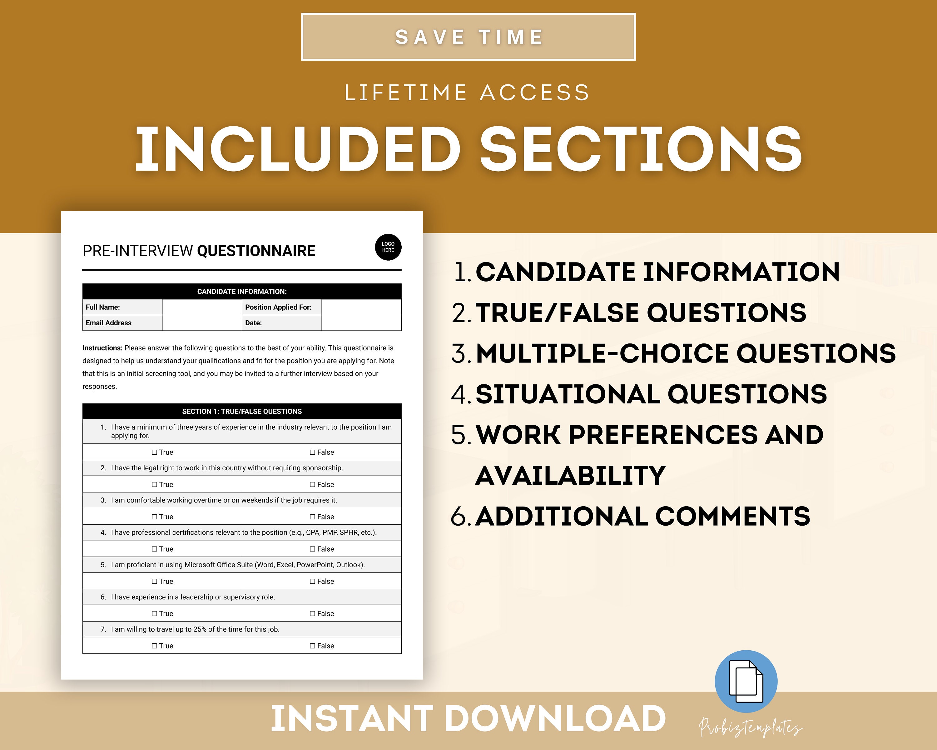 Pre-interview Questionnaire Template, Candidate Pre-interview Questions ...