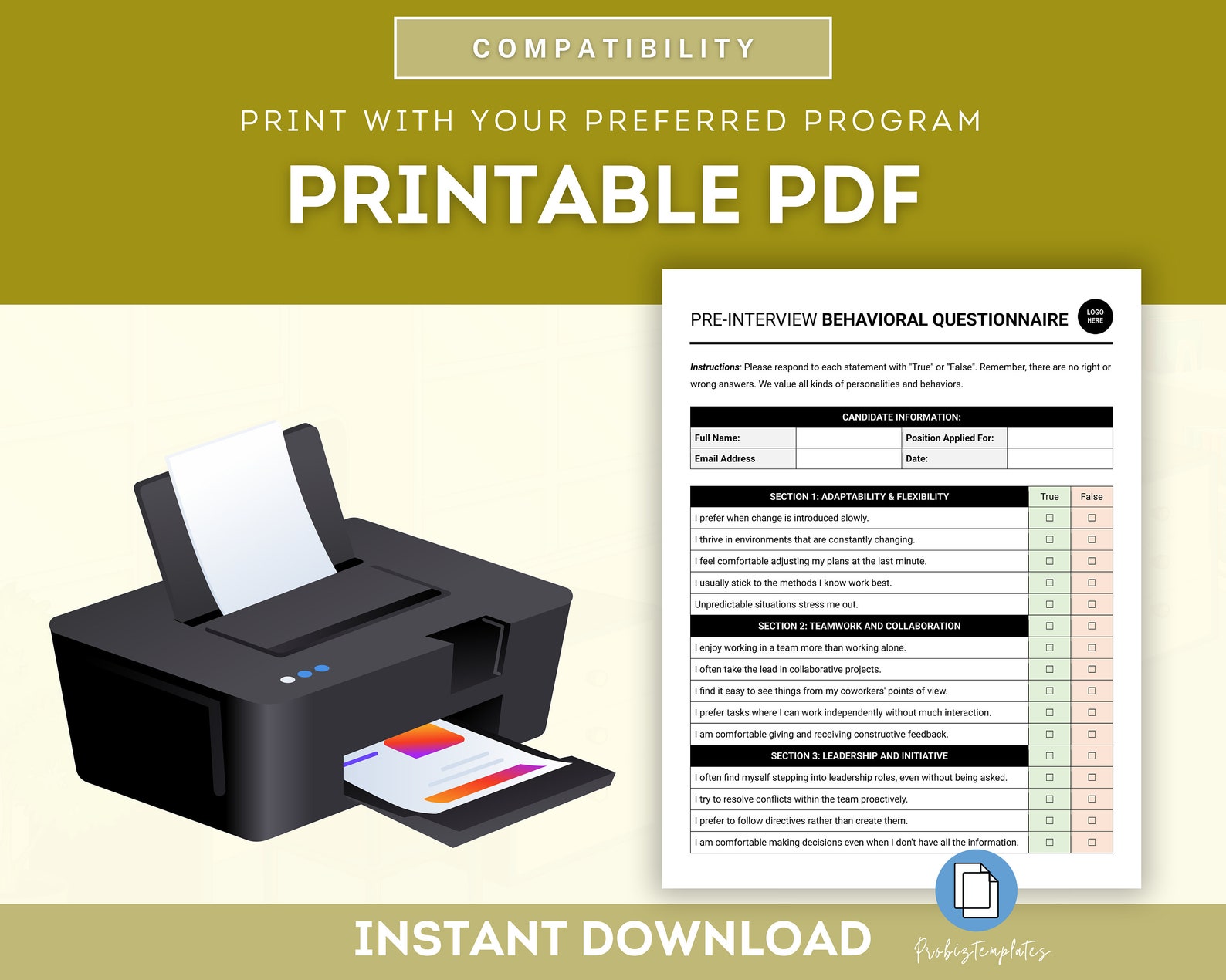 Pre-interview Behavioral Questionnaire, Candidate Behavioral Questions ...