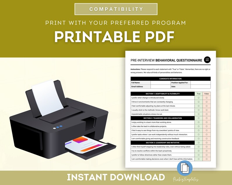 Pre-interview Behavioral Questionnaire, Candidate Behavioral Questions ...
