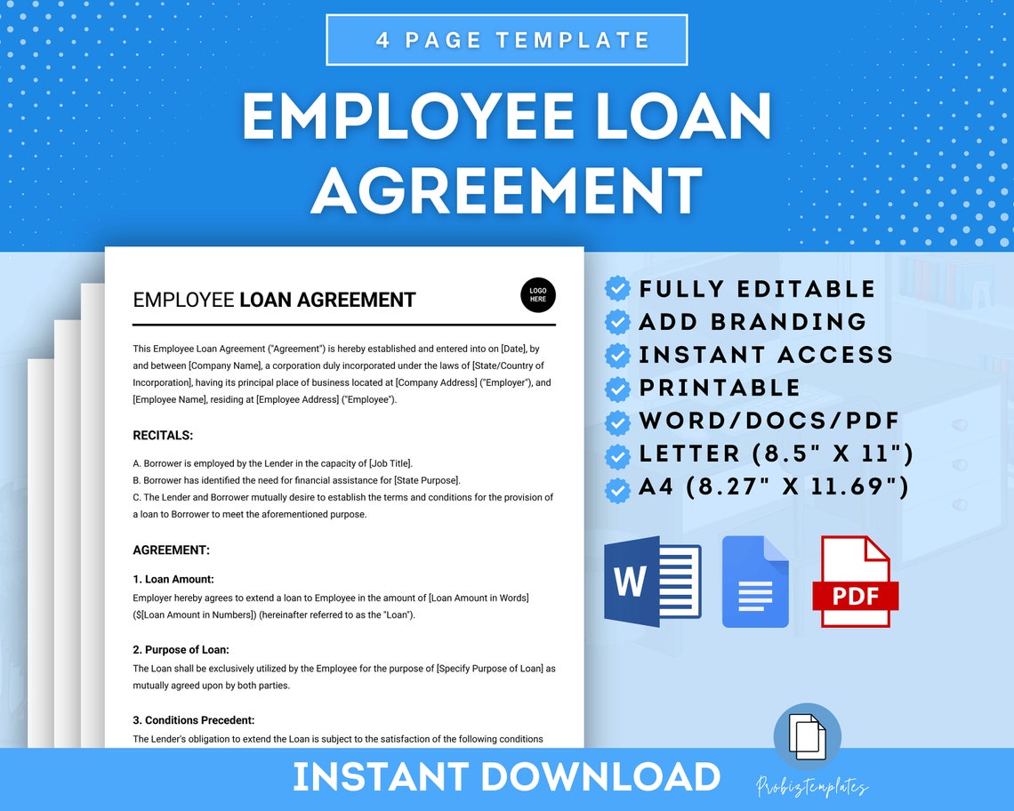 Employee Loan Agreement Template, Loan Repayment Promise Agreement ...