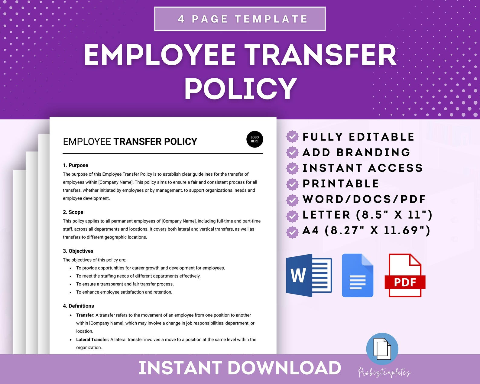 Employee Transfer Policy Template, Internal Transfer Guidelines ...