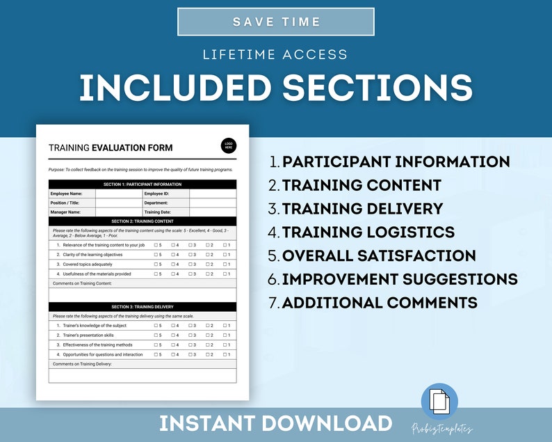Training Evaluation Form, Employee Training Feedback, Training Assessment Form, Training Program ...
