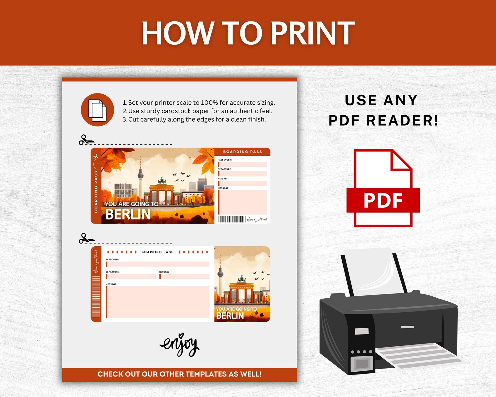 Printable Berlin Surprise Gift Ticket, Editable Germany Boarding Pass ...